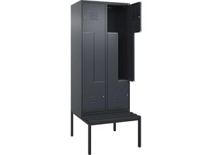 4067521119341 - Z-Spind Classic PLUS Sitzbank 2 Abteile grau B 800 mm Zylinderschloss untergebaut Kunststoff C+P