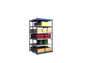4250623732215 - Stabil-Steckregal doppelseitig Regalhöhe 2500 mm blau verzinkt Bodenbreite 1325 mm Grundregal Breite x Tiefe 1325 x 600 mm hofe