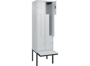 4067521114513 - Z-Spind Classic PLUS Sitzbank 2 Abteile lichtgrau B 600 mm Zylinderschloss auskragend Kunststoff C+P