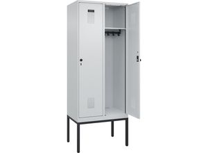 4068192197140 - Spind Evolo PLUS 2 Abteile lichtgrau B 800 mm mit schmalen Füßen Drehriegel C+P
