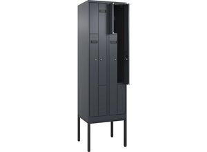 4068192986874 - Z-Spind Evolo PLUS 2 Abteile grau B 600 mm 4 Fächer mit schmalen Füßen Zylinderschloss kaiserkraft