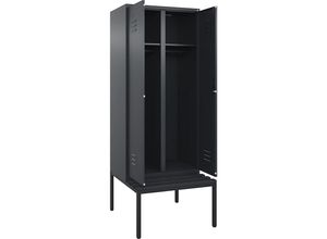 4066681794627 - Schwarz-Weiß-Spind Classic PLUS Sitzbank 1 Abteil grau B 800 mm Zylinderschloss untergebaut Kunststoff C+P