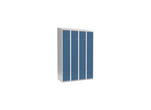7042424670974 - Z-Spind Fydor 4 Abteile lichtgrau   brillantblau B 1200 mm 4 Abteile schräge Dachform Vorhängeschloss kaiserkraft