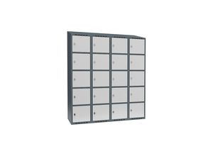 7042424834109 - 5er-Schließfachschrank Fydor 4 Abteile blaugrau   lichtgrau B 1200 mm 4 Abteile schräge Dachform Vorhängeschloss kaiserkraft