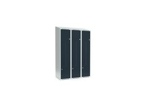7042423053129 - Z-Spind Fydor 3 Abteile lichtgrau   grau B 1200 mm 3 Abteile schräge Dachform Vorhängeschloss kaiserkraft