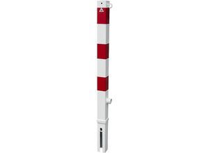4250384711603 - Absperrpfosten 70 x 70 mm weiß   rot herausnehmbar mit 1 Öse Schake