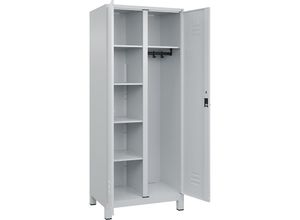 4067521054437 - Putzmittelspind Classic PLUS 1 Abteil Trennwand mittig lichtgrau B 800 mm mit Füßen Drehriegel C+P