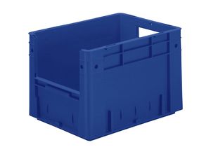 4031022031082 - Schwerlast-Euronormbehälter pp Wände + Boden geschlossen Eingrifföffnung LxBxH 400x300x270 mm Farbe blau ve 4 Stück