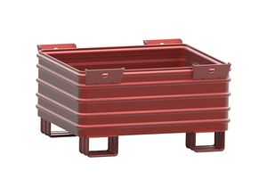 4251572700133 - Heson Schwerlast-Stapelbehälter BxL 1000 x 1200 mm mit U-förmigen Füßen rot lackiert ab 10 Stk