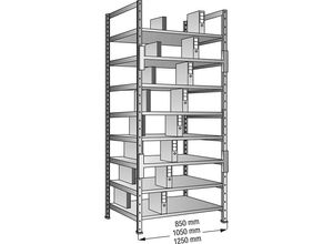4260035210676 - Ordner- und Archiv-Steckregal verzinkt Höhe 3000 mm doppelseitig Boden-BxT 800 x 600 mm Grundfeld kaiserkraft
