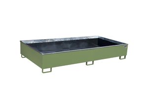 4061753234681 - eurokraft pro Regal-Bodenwanne mit PE-Einsatz 1000 l Auffangvolumen LxBxH 2665 x 1315 x 440 mm grün ab 3 Stk