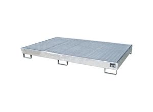4061753235008 - eurokraft pro Regal-Bodenwanne mit PE-Einsatz mit Rost 240 l LxBxH 2165 x 1315 x 230 mm verzinkt ab 3 Stk