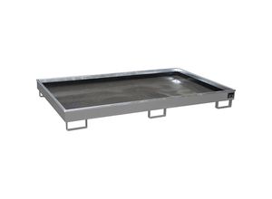 4061753234452 - eurokraft pro Regal-Bodenwanne mit PE-Einsatz 240 l Auffangvolumen LxBxH 2165 x 1315 x 230 mm grau ab 3 Stk