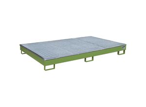 4061753234988 - eurokraft pro Regal-Bodenwanne mit PE-Einsatz mit Rost 240 l LxBxH 2165 x 1315 x 230 mm grün ab 3 Stk