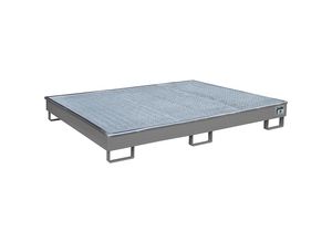 4061753234933 - eurokraft pro Regal-Bodenwanne mit PE-Einsatz mit Rost 256 l LxBxH 1765 x 1315 x 255 mm grau ab 3 Stk