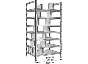4260035210669 - Ordner- und Archiv-Steckregal verzinkt Höhe 2640 mm doppelseitig Boden-BxT 800 x 600 mm Grundfeld kaiserkraft