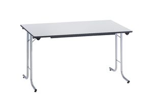 3700245508336 - Klapptisch mit abgerundeten Kanten Rundrohr-Gestell Plattenform rechteckig 1200 x 700 mm Gestell alufarben Platte lichtgrau kaiserkraft