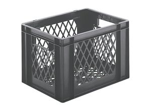 4031022017277 - Euro-Format-Stapelbehälter Wände und Boden durchbrochen LxBxH 400 x 300 x 266 mm grau VE 5 Stk kaiserkraft