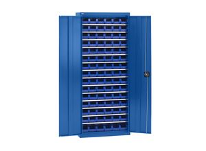 4061753276896 - eurokraft pro Materialschrank mit Lagerkästen Höhe 1575 mm 14 Fachböden enzianblau