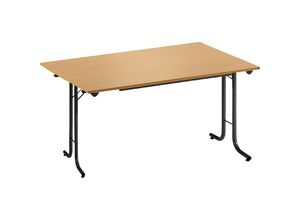 3700245508312 - Klapptisch mit abgerundeten Kanten Rundrohr-Gestell Plattenform rechteckig 1200 x 700 mm Gestell schwarz Platte Buche-Dekor kaiserkraft