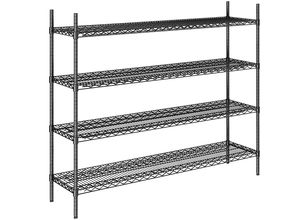 4260563728902 - Stahldraht-Gitterregal schwarz Fachlast 250 kg BxT 1520 x 460 mm Grundregal Höhe 1370 mm 4 Fachböden kaiserkraft