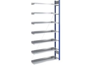 4250623704694 - Ordner-Steckregal einseitig Höhe 2350 mm BxT 1000 x 300 mm Anbauregal blau   verzinkt hofe
