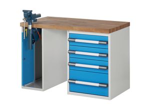 4061753037534 - eurokraft pro Werkbank Baukastensystem Serie 7000 1 Schrank 1 Standcontainer je 4 Schubladen BxT 1250 x 700 mm