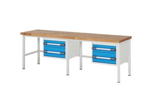 4061753260710 - eurokraft pro Werkbank Gestellbauweise Serie 8000 4 Schubladen 2 x 150 2 x 210 mm BxT 2500 x 700 mm
