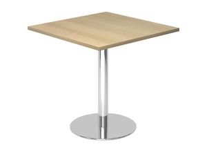4032062157589 - Besprechungstisch LxB 800 x 800 mm 755 mm hoch Gestell verchromt Platte Eiche-Dekor kaiserkraft