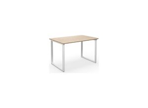 4061753268334 - Mehrzwecktisch DUO-O Trend gerade Platte abgerundete Ecken Tiefe 800 mm Breite 1200 mm Eiche   weiß kaiserkraft