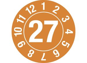 4061466088458 - Prüfplakette Jahreszahl Dokumentenfolie im Kreis Ø 10 mm 27 orange kaiserkraft