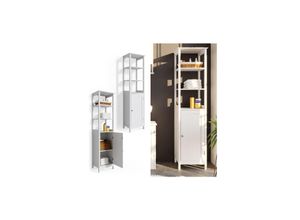 4251421940611 - Badschrank Bianco Hochschrank 160x40x32cm Badregal Badmöbel weiß Holz Badezimmerschrank im Landhausstil