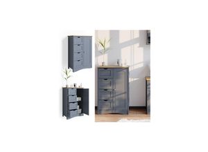 4251421949034 - Badschrank Bianco Grau Badregal mit 4 Schubladen 81x55x30cm Badmöbel grau Sideboard Badezimmerschrank im Landhausstil