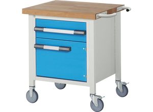 4061753038210 - eurokraft pro Fahrbare Werkbank Serie 8000 Gestellbauweise 1 Schublade 1 Tür Ablageboden BxT 750 x 700 mm