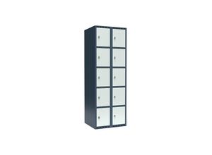 7042424834680 - 5er-Schließfachschrank Fydor 2 Abteile blaugrau   lichtgrau B 600 mm 2 Abteile flache Dachform Vorhängeschloss kaiserkraft