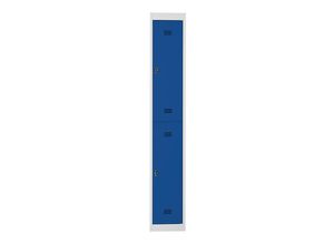 4250618203089 - Stahlspind einbrennlackiert 2 Abteile Höhe 840 mm Breite 300 mm 1 Kleiderstange Anbauelement lichtgrau   enzianblau