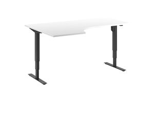 4061753266446 - Schreibtisch Atlanta elektrisch höhenverstellbar Ecke BxT 1800 x 1200 mm weiß schwarz links kaiserkraft