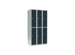 7042423058414 - Doppelstock-Spind Fydor 3 Abteile lichtgrau   grau B 900 mm 3 Abteile flache Dachform Vorhängeschloss kaiserkraft
