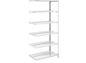 4250623736435 - Akten-Schraubregal lichtgrau RAL 7035 Regalhöhe 1850 mm doppelseitig Anbauregal Breite x Tiefe 750 x 600 mm hofe