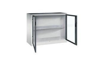 4064615244545 - Sichtfenster-Flügeltürschrank HxBxT 1000 x 1200 x 500 mm 1 Fachboden lichtgrau   anthrazitgrau C+P