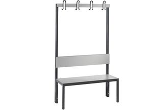 4063332799048 - Garderobenbank Basic Plus 1-seitig Rückenlehne ohne Schuhrost Fußgestell schwarzgrau RAL 7021 B 1000 mm Dekor silbergrau
