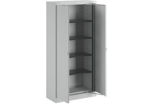 4250633300077 - mauser Stahlschrank mit Einschwenktüren 4 Fachböden Tiefe 420 mm lichtgrau