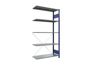 4061753012456 - eurokraft pro Steckregal einreihig Fachboden-BxT 1000 x 400 mm blau Höhe 2000 mm Anbauregal