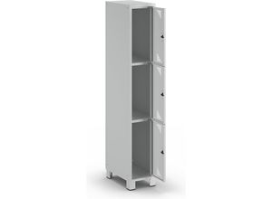 4061753011190 - eurokraft pro Schließfachschrank Fachhöhe 558 mm HxBxT 1800 x 300 x 500 mm 3 Abteile komplett lichtgrau