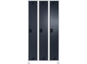 4061753010964 - eurokraft pro Mehrzweck- und Garderobenschrank Abteilhöhe 1695 mm 3 Abteile Breite 900 mm Korpus lichtgrau Türen anthrazitgrau