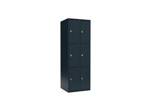 7042424834635 - 3er-Schließfachschrank Fydor 2 Abteile grau B 600 mm 2 Abteile flache Dachform Vorhängeschloss kaiserkraft