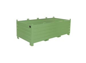 4052462028753 - Sammelbehälter-System SBS 2000 L 1200 x B 2400 x H 850 mm bis zu 3-fach stapelbar lackiert mit Transportwagen resedagrün RAL 6011