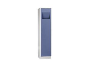 4250618203614 - Wäschesammelschrank mit selbstschließender Einwurfklappe taubenblau RAL 5014 Wolf