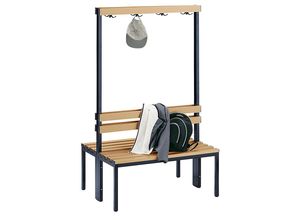 4250618238395 - Garderobenbank zweiseitig Länge 1000 mm Buchenleisten 2 x 4 Doppelhaken