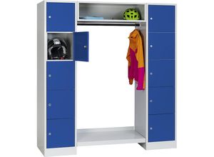 4250618217482 - Schließfachgarderoben-System 10 Fächer außen 10 Kleiderbügel Gesamtbreite 1670 mm Fachbreite 398 mm enzianblau lichtgrau